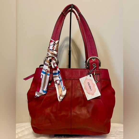 Coach | Bags | Coach Soho Pleaded Red Leather Shoulder Bag Euc | Poshmark